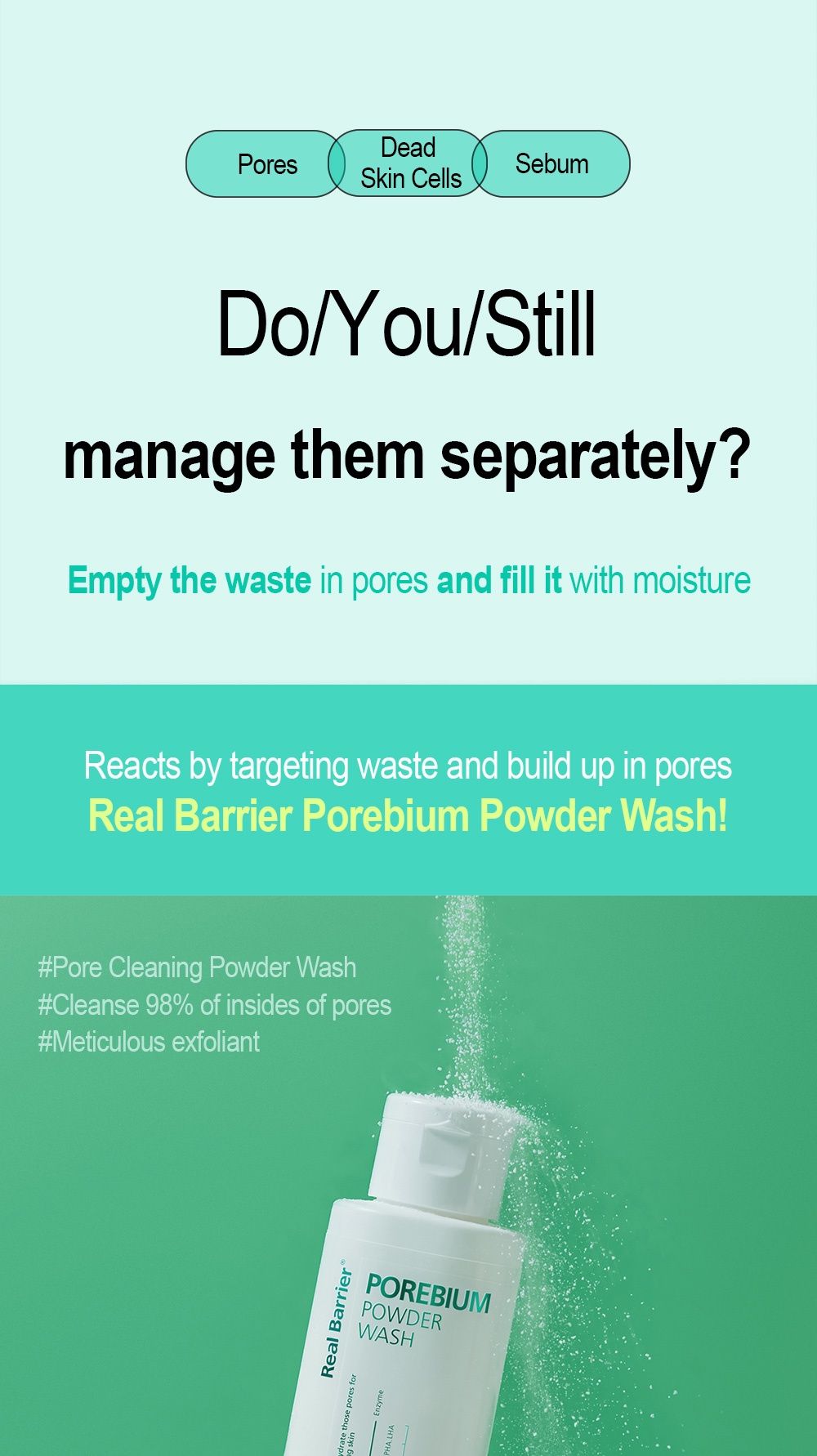 Real Barrier Pore Bium Powder Wash 50g - Nettbutikk i Norge